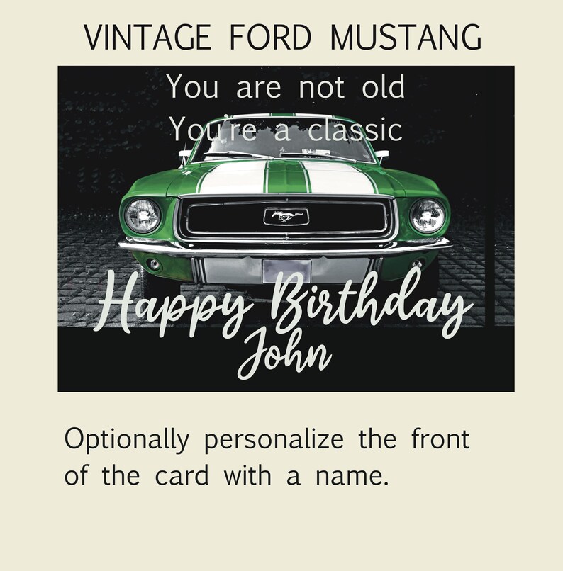 Green Ford Classic Mustang Birthday Card, Personalize for Dad, Husband ...