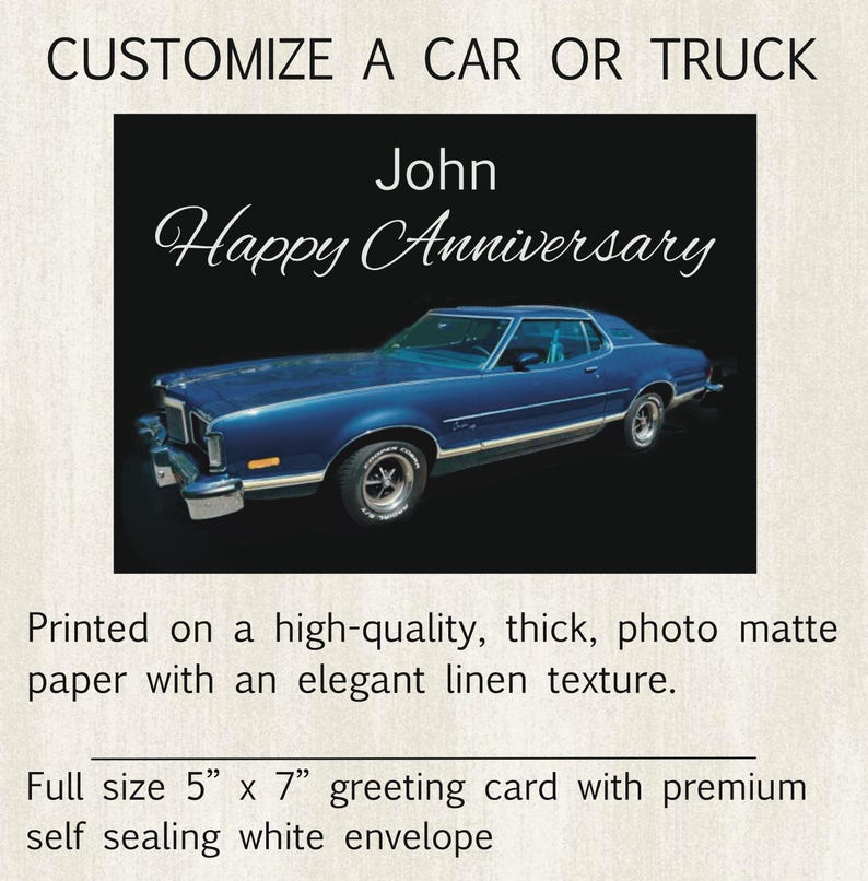 Car Anniversary Card, a Corvette, Mustang, Ford, GM, Chrysler or Any ...