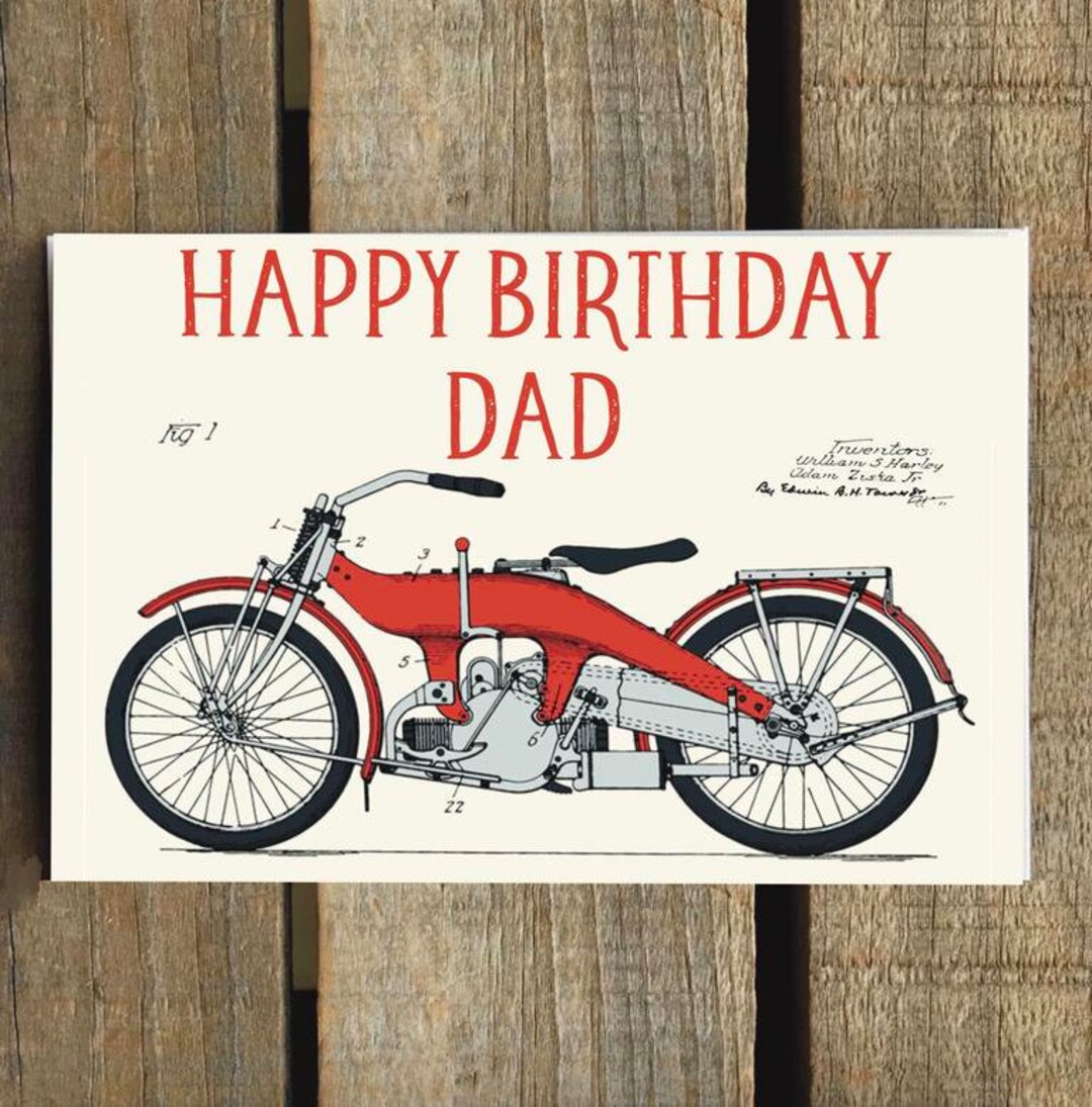 Dad Harley Davidson Birthday Card, Dad Motorcycle Card or Biker Card - Etsy