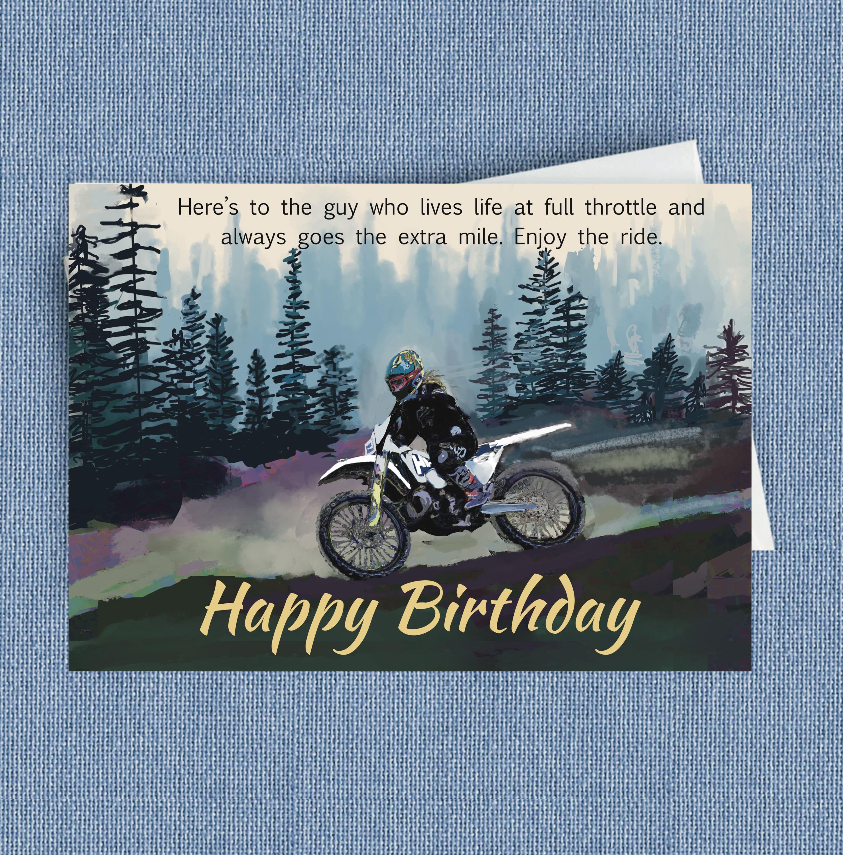 Motorcycle Birthday Card, This Dirt Bike Birthday Card is Perfect for the Motocross Biker or ...