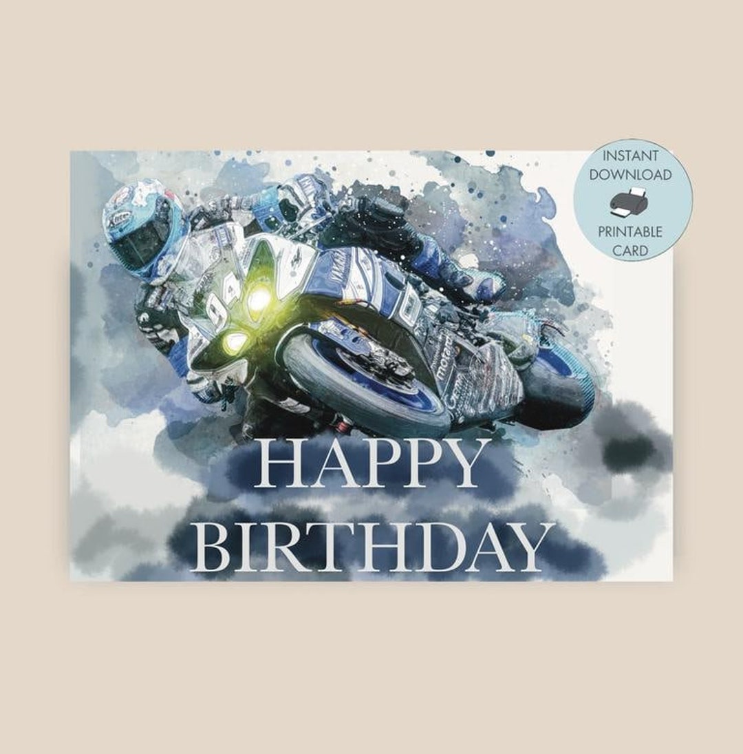 Printable Dirtbike Racing Birthday Card, Instant Download Motorcycle or ...