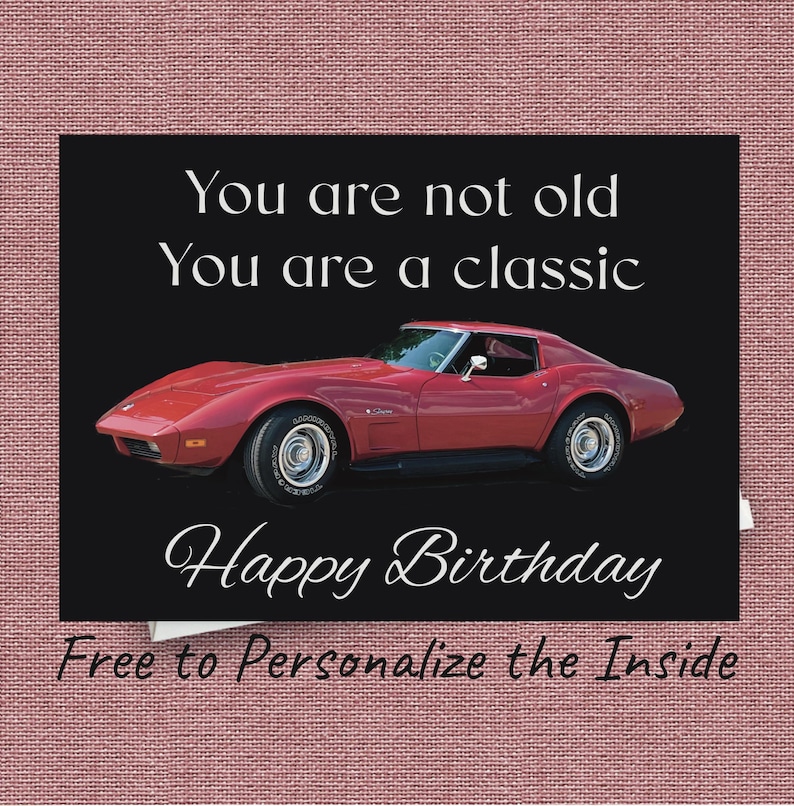 Corvette Birthday Card: Classic 1974 Corvette Lover Gift; Free to ...