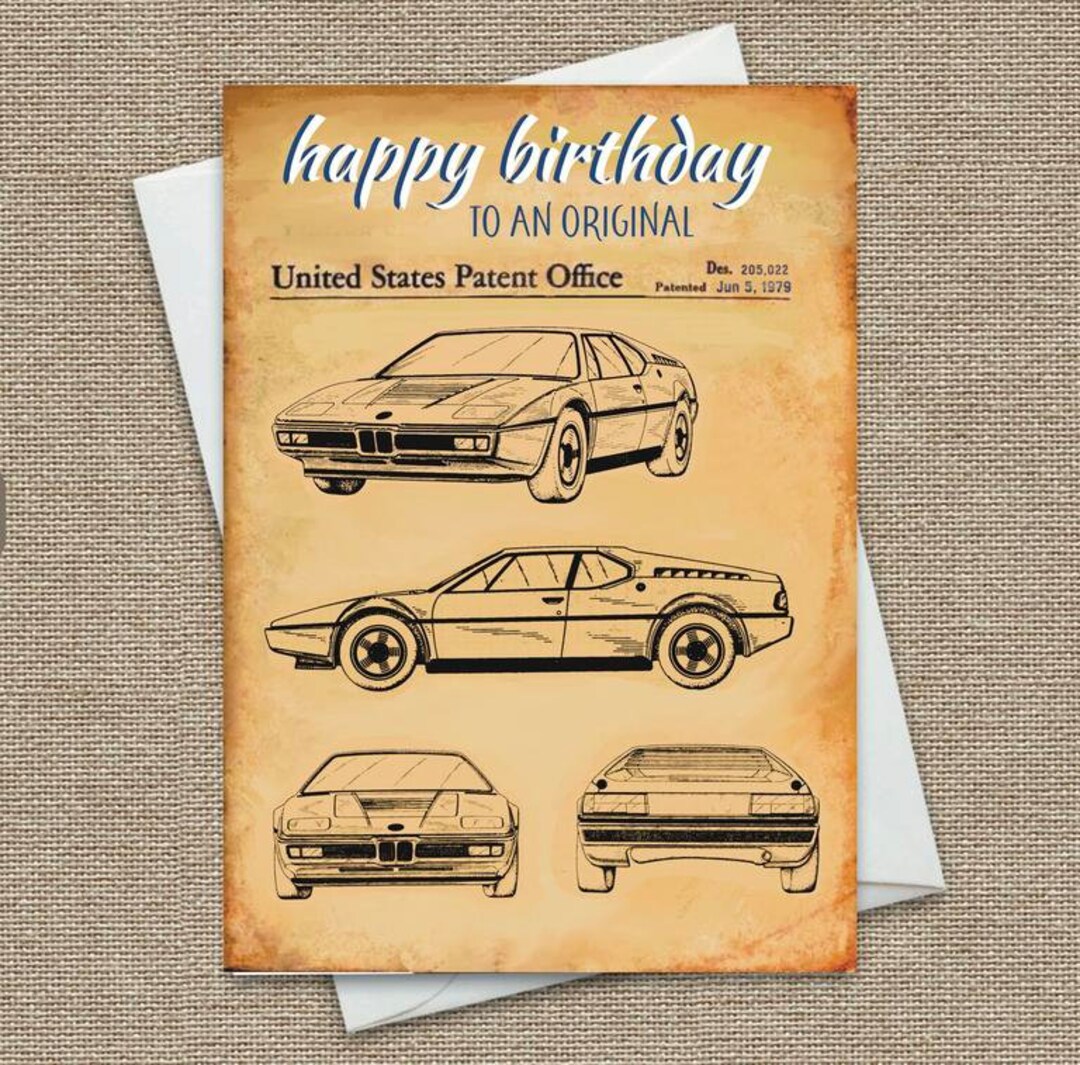 BMW Birthday Card, This Classic Carr Patent Card is Great for a Car ...