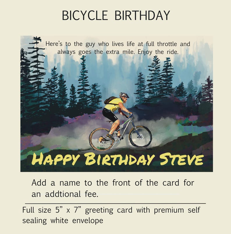 Bicycle Birthday Card, FREE to Personalize Inside, This Cycling or ...