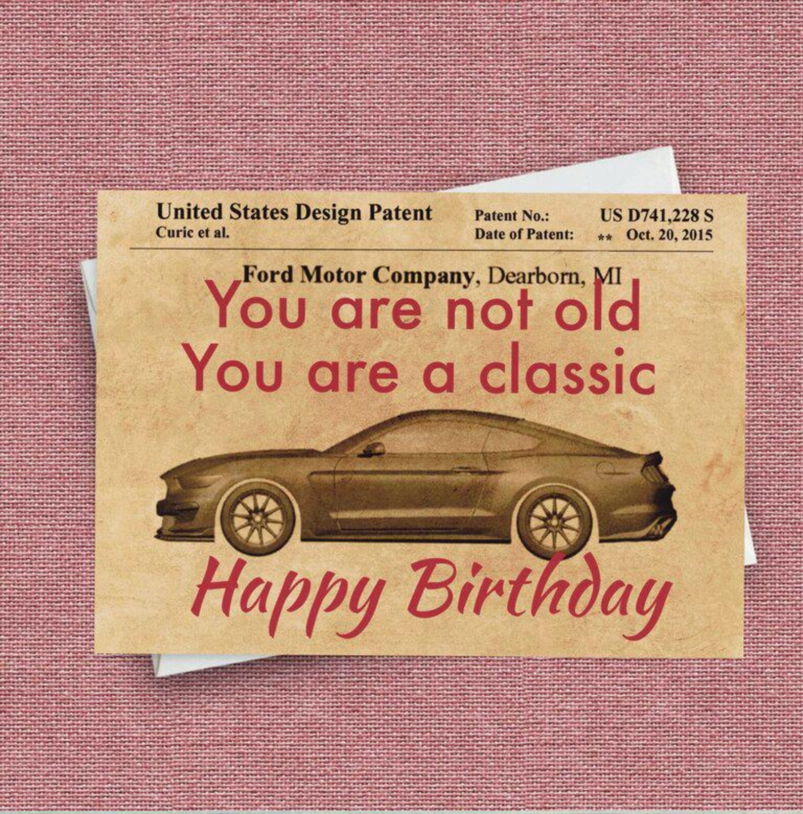 Mustang Birthday Card, Patent Print, Funny Ford Mustang or Classic ...