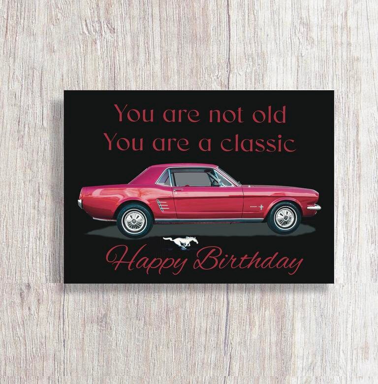 Ford Mustang Birthday Card, Classic Car Card Personalize for Dad ...
