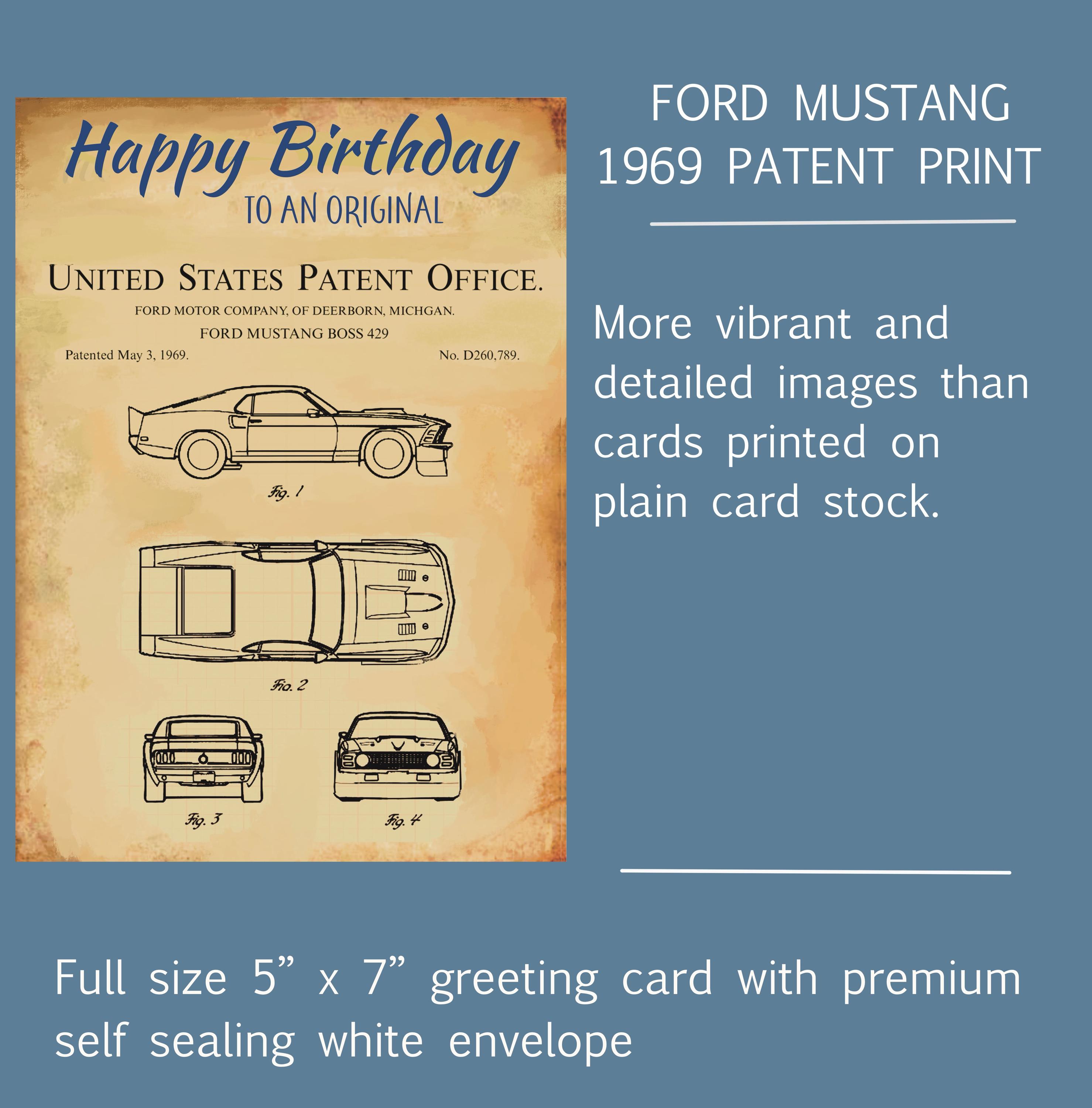 Mustang Birthday Card, This Mustang Patent Art Card is Perfect for Dad ...
