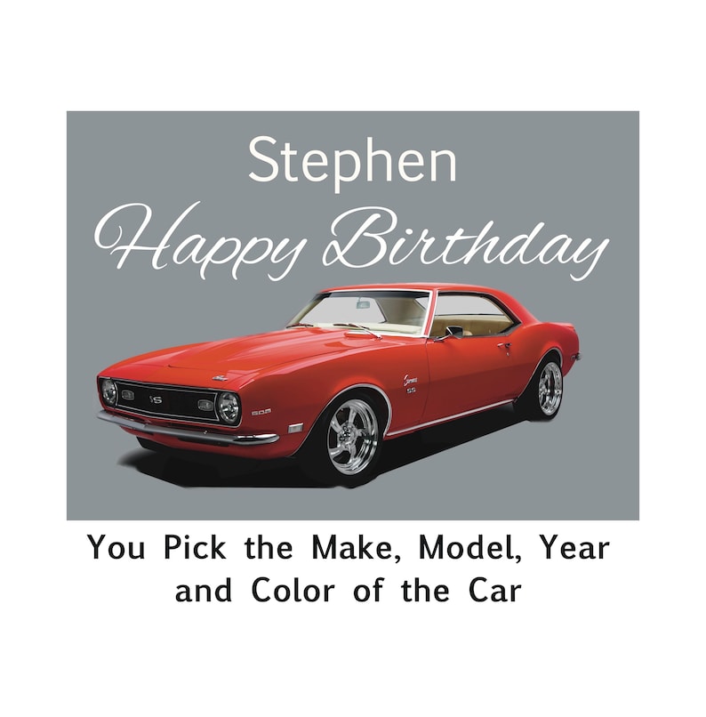 Personalized Car Birthday Card, Customize With Any Make, Model, Year ...