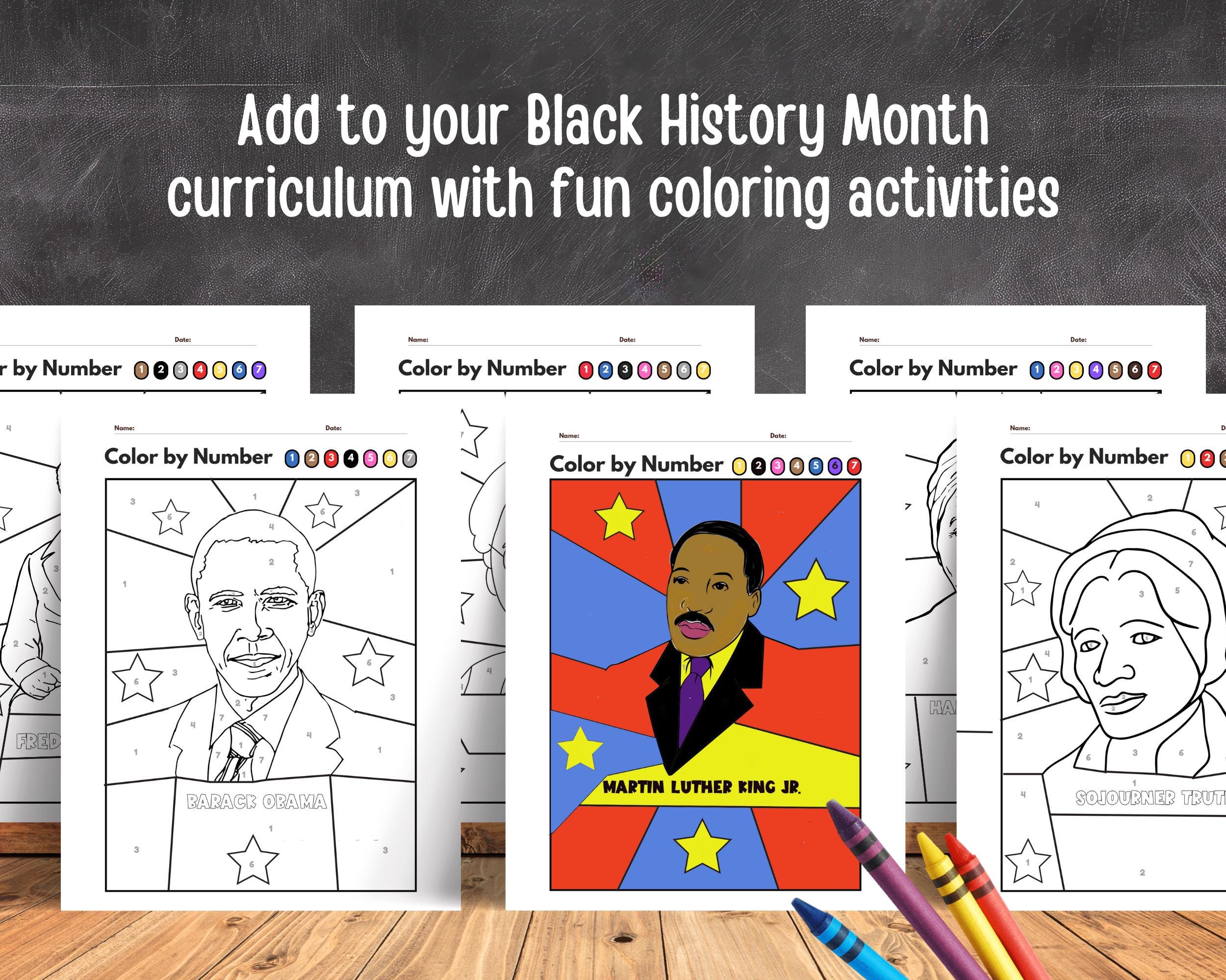 Black History Month Color by Number Printable Activity | 14 Coloring ...