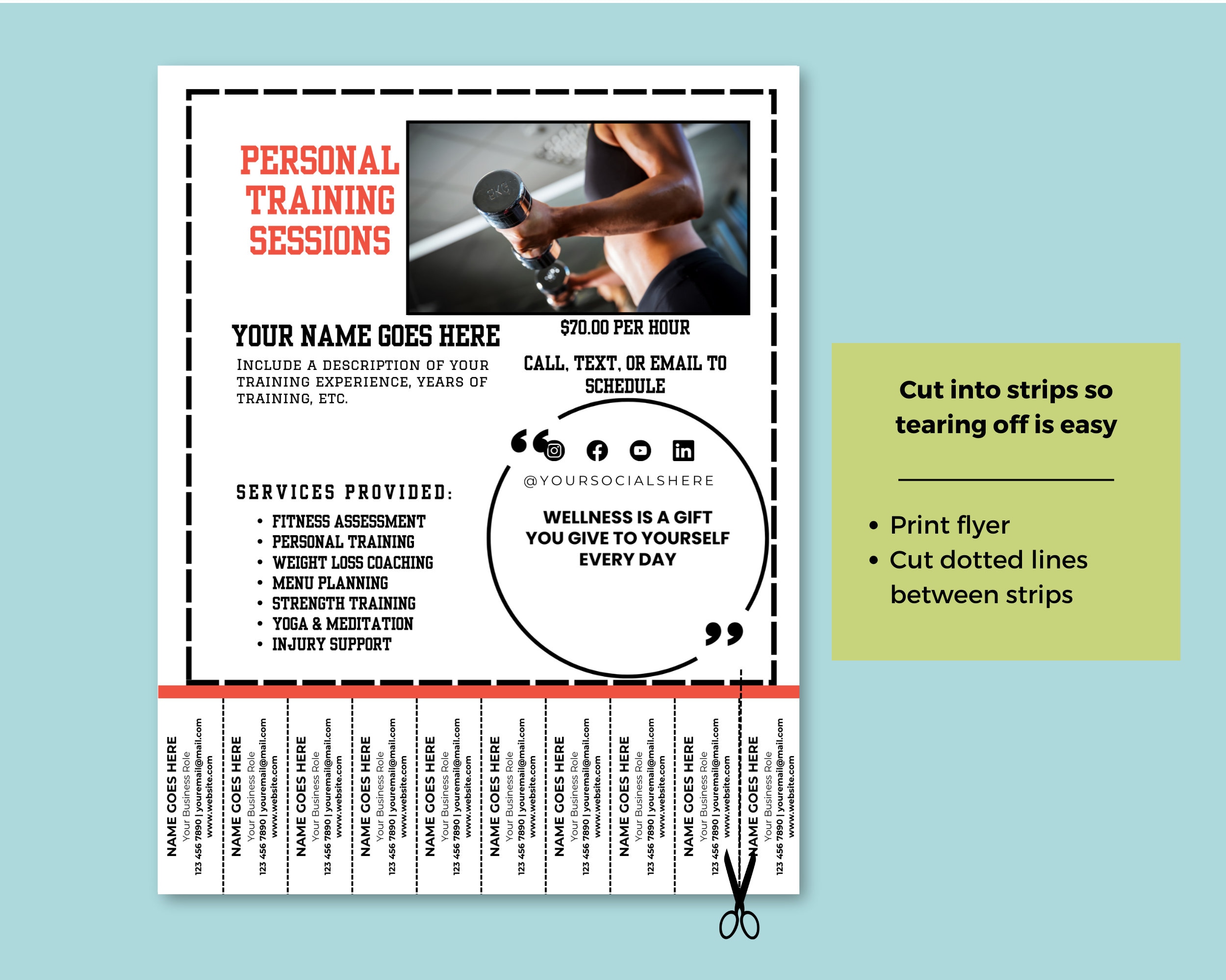 Personal Trainer Flyer, Tear off Flyer for Training Services ...