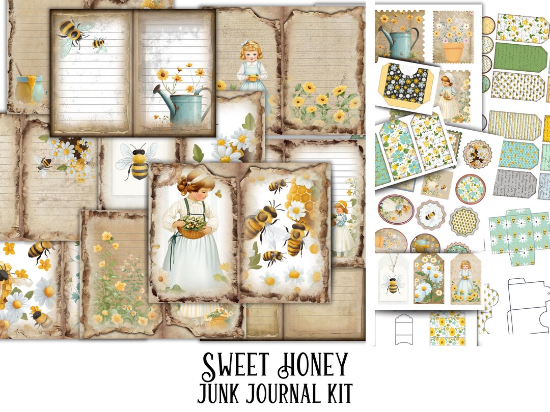 Bumblebee Summer Junk Journal Printable, Cute Ephemera Kit, Decorative ...