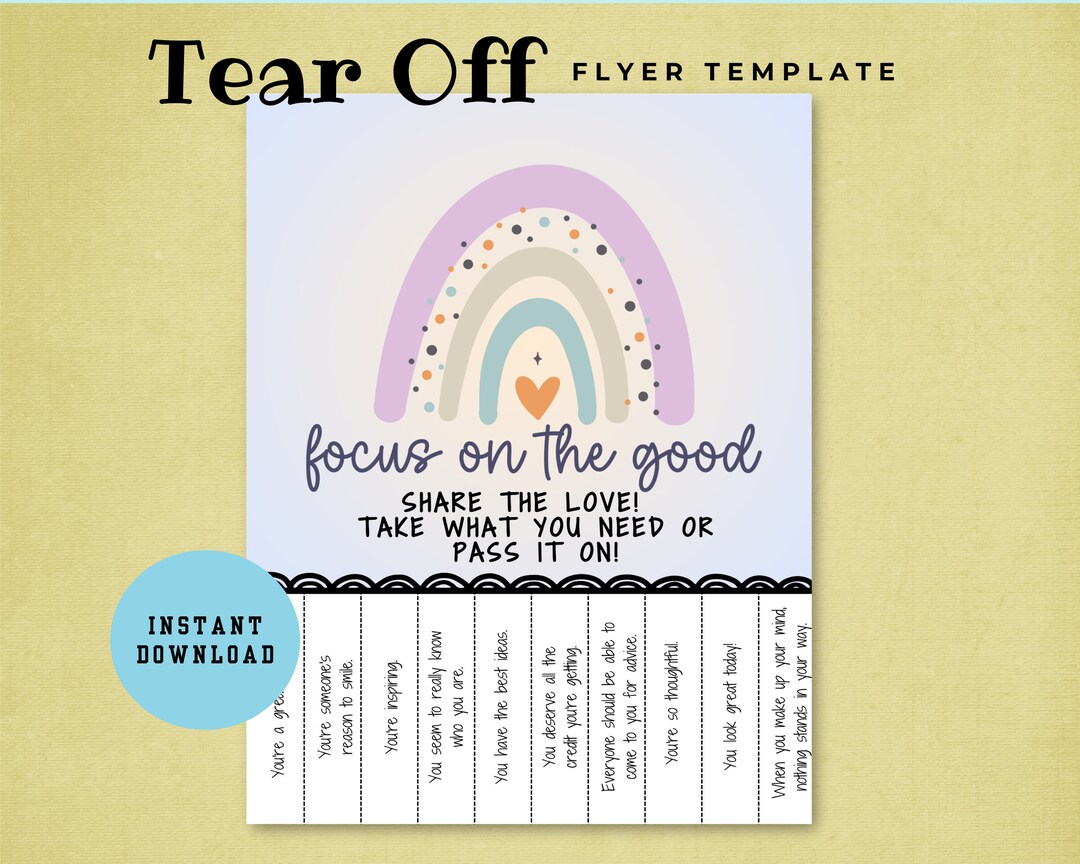 Compliment Tear off Flyer for School Counselors, Therapists, Teachers ...