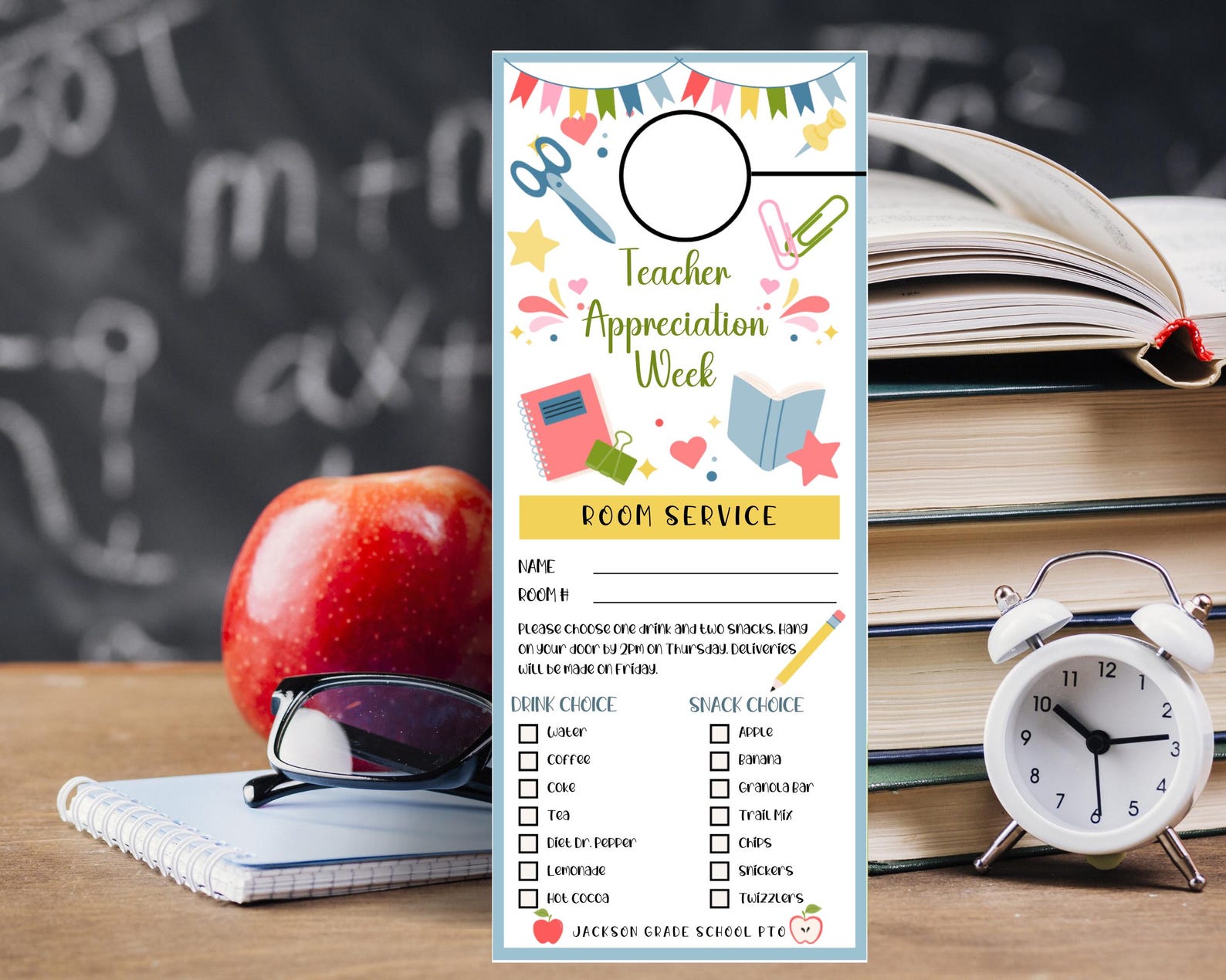 Teacher Appreciation Room Service Door Hanger, Printable Editable ...