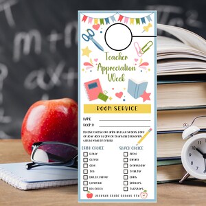 Teacher Appreciation Room Service Door Hanger, Printable Editable ...