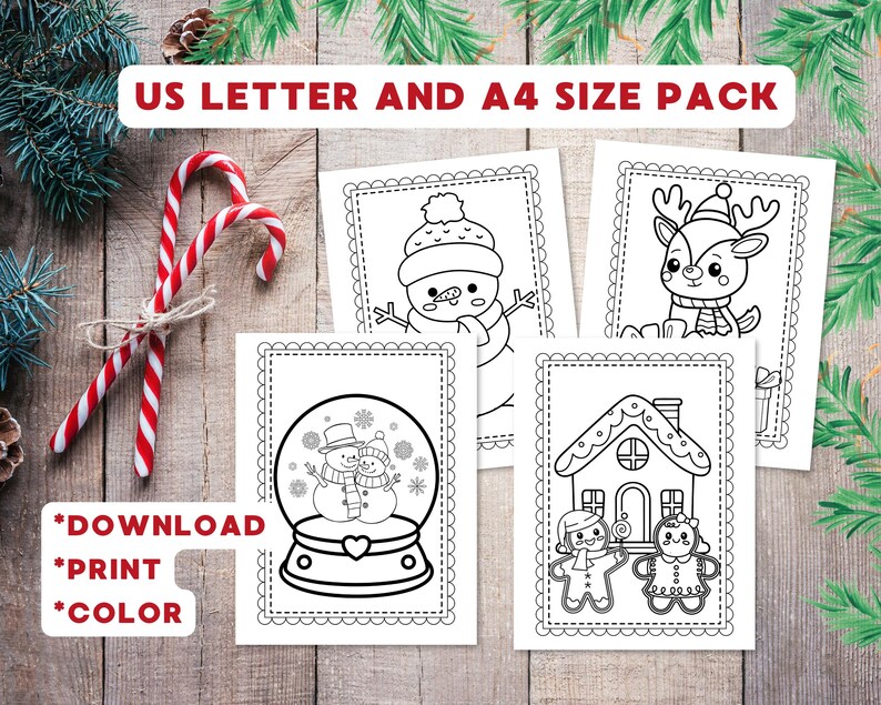 12 Christmas Coloring Pages for Kids, Creative Holiday School Activity ...