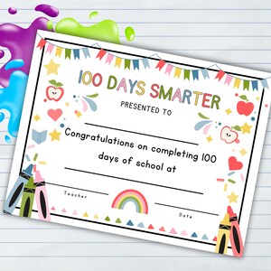 100th Day of School Certificate Template, 100 Day Printable Certificate ...