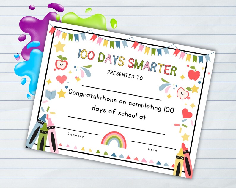 100th Day of School Certificate Template, 100 Day Printable Certificate ...