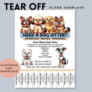 Customizable Dog Sitting Flyer - Tear off Flyer to Promote Your Dog ...