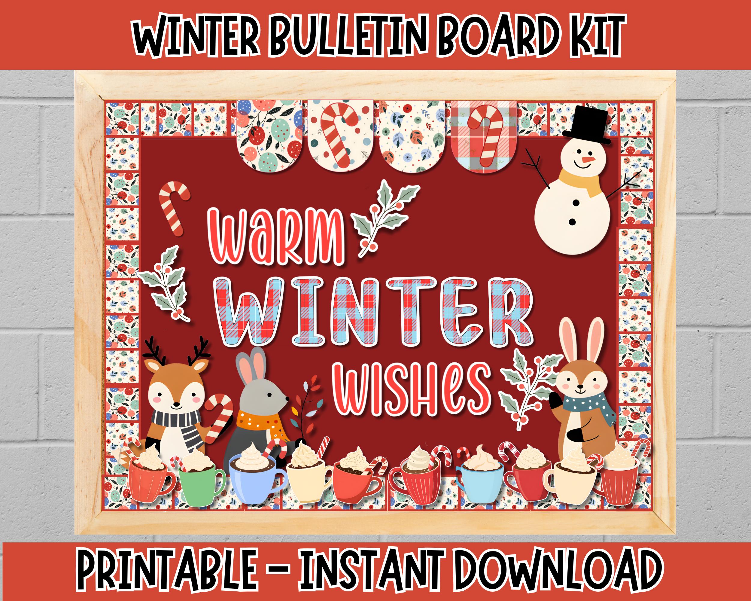 Winter Bulletin Board Kit | Woodland Animals, Christmas Trees ...