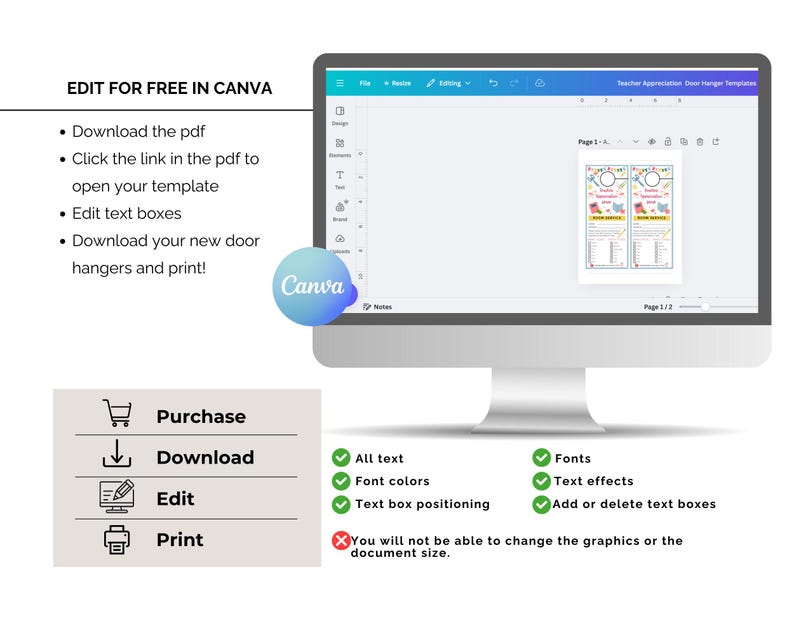 Teacher Appreciation Room Service Door Hanger, Printable Editable ...