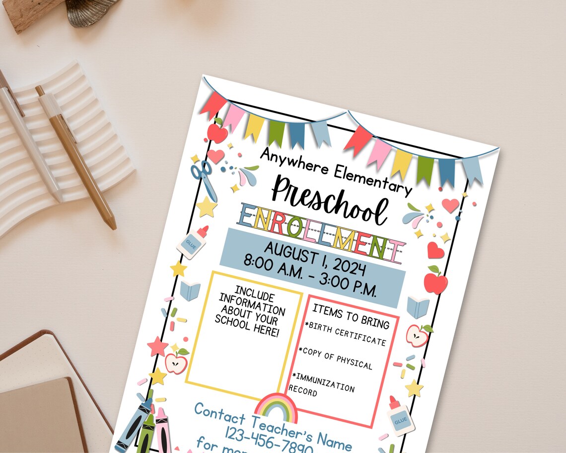 Customizable School Enrollment Flyer | Editable Canva Template ...