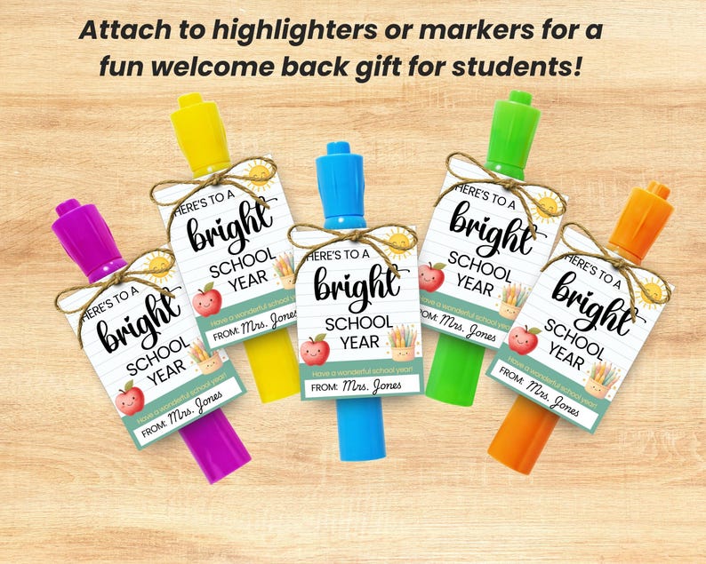 Back to School Printable Gift Tags | Here's to a Bright School Year ...