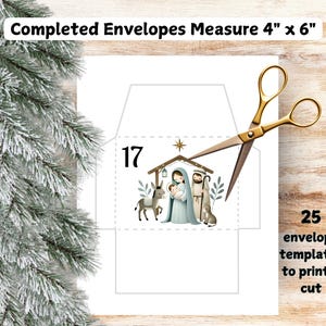 Nativity Scene Advent Calendar Envelopes - 25 Printable Templates for a ...