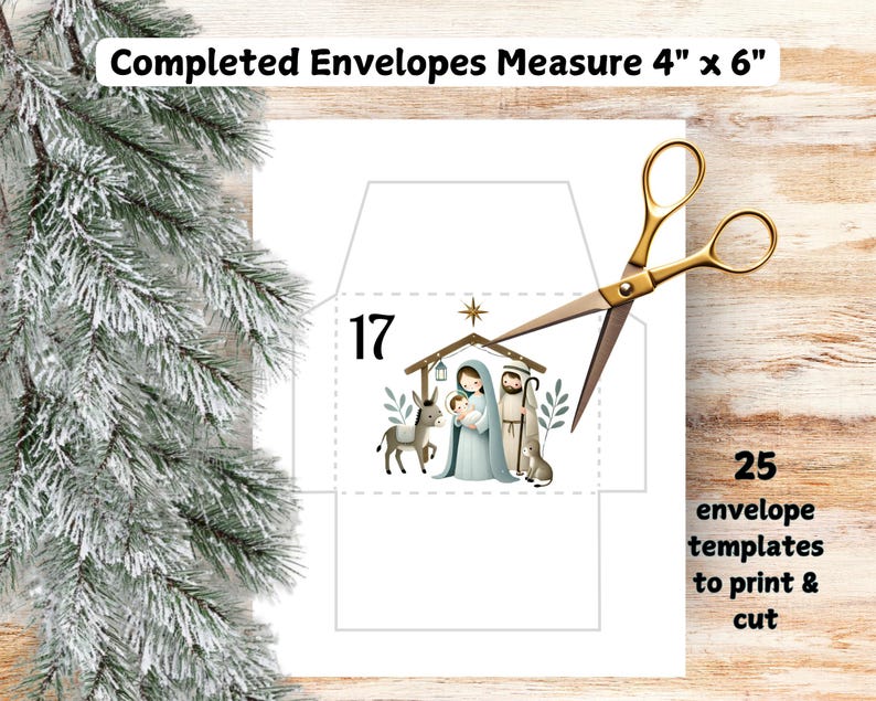 Nativity Scene Advent Calendar Envelopes - 25 Printable Templates for a ...