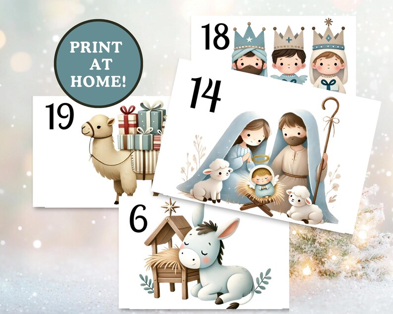 Nativity Scene Advent Calendar Envelopes - 25 Printable Templates for a ...