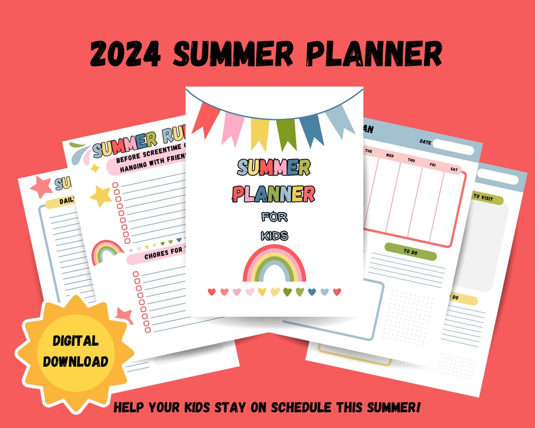 Summer Planner for Kids, Daily and Weekly Chore Charts, 2024 PRINTABLE ...