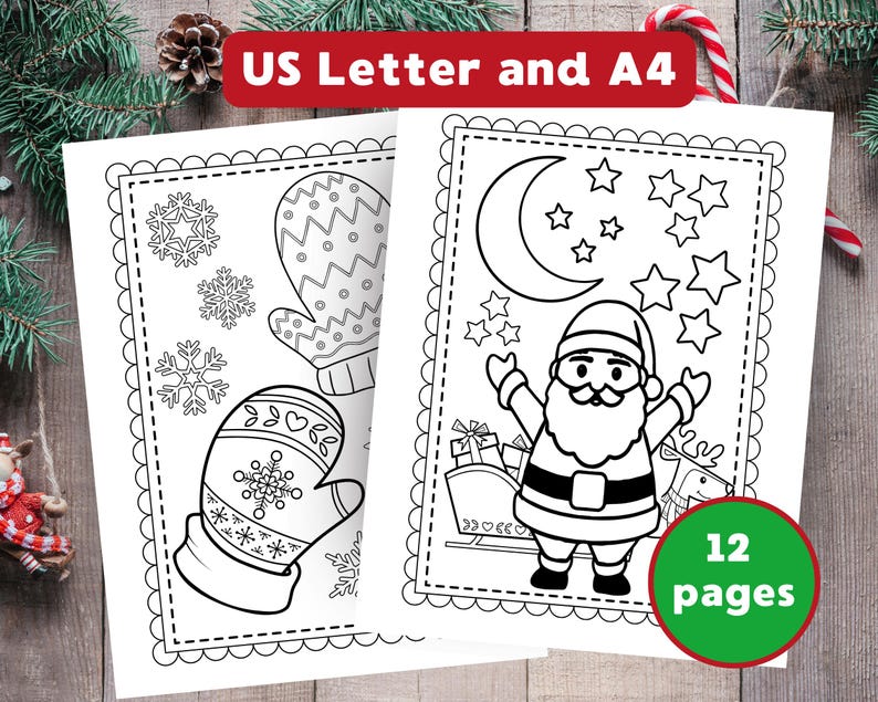 12 Christmas Coloring Pages for Kids, Creative Holiday School Activity ...