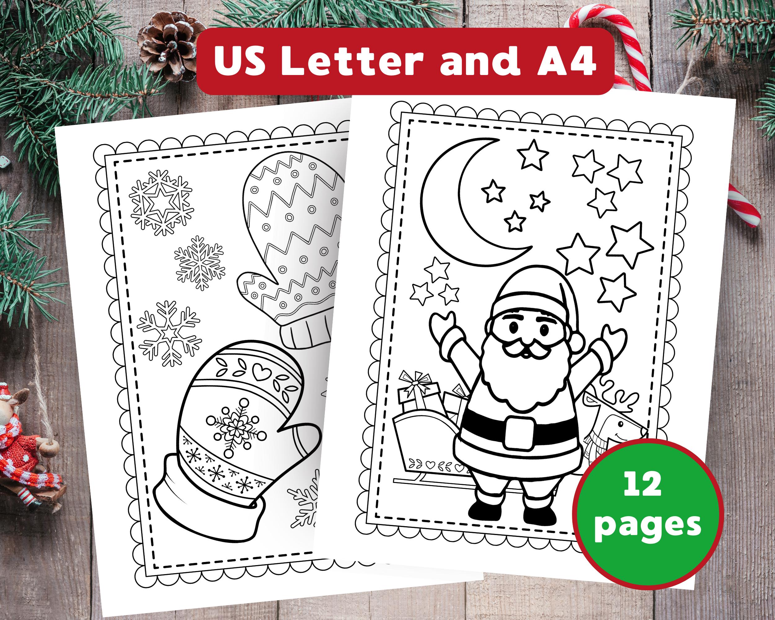 12 Christmas Coloring Pages for Kids, Creative Holiday School Activity ...