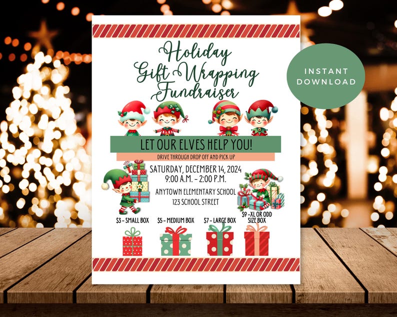 Holiday Gift Wrap Fundraiser Flyer - Editable Template for School ...