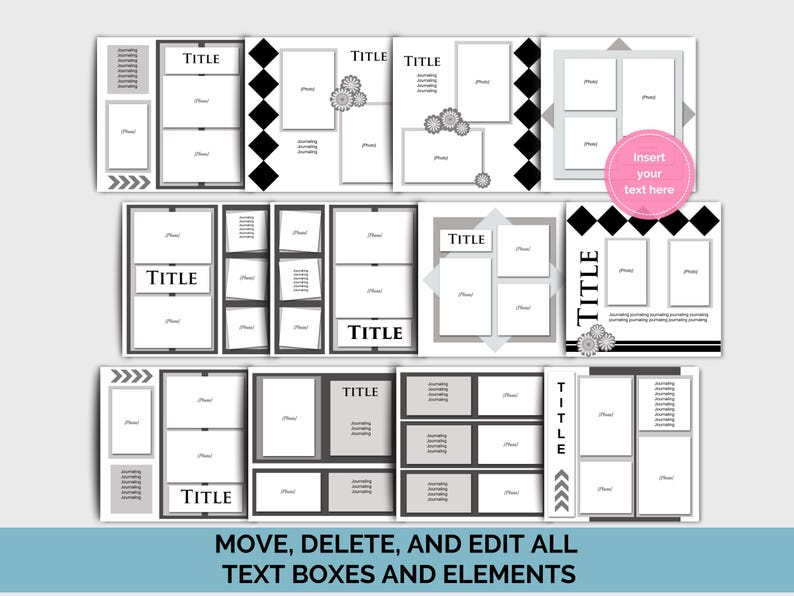 Digital Scrapbooking Pack - 12x12 Inch Layered PSD Templates for Junk ...