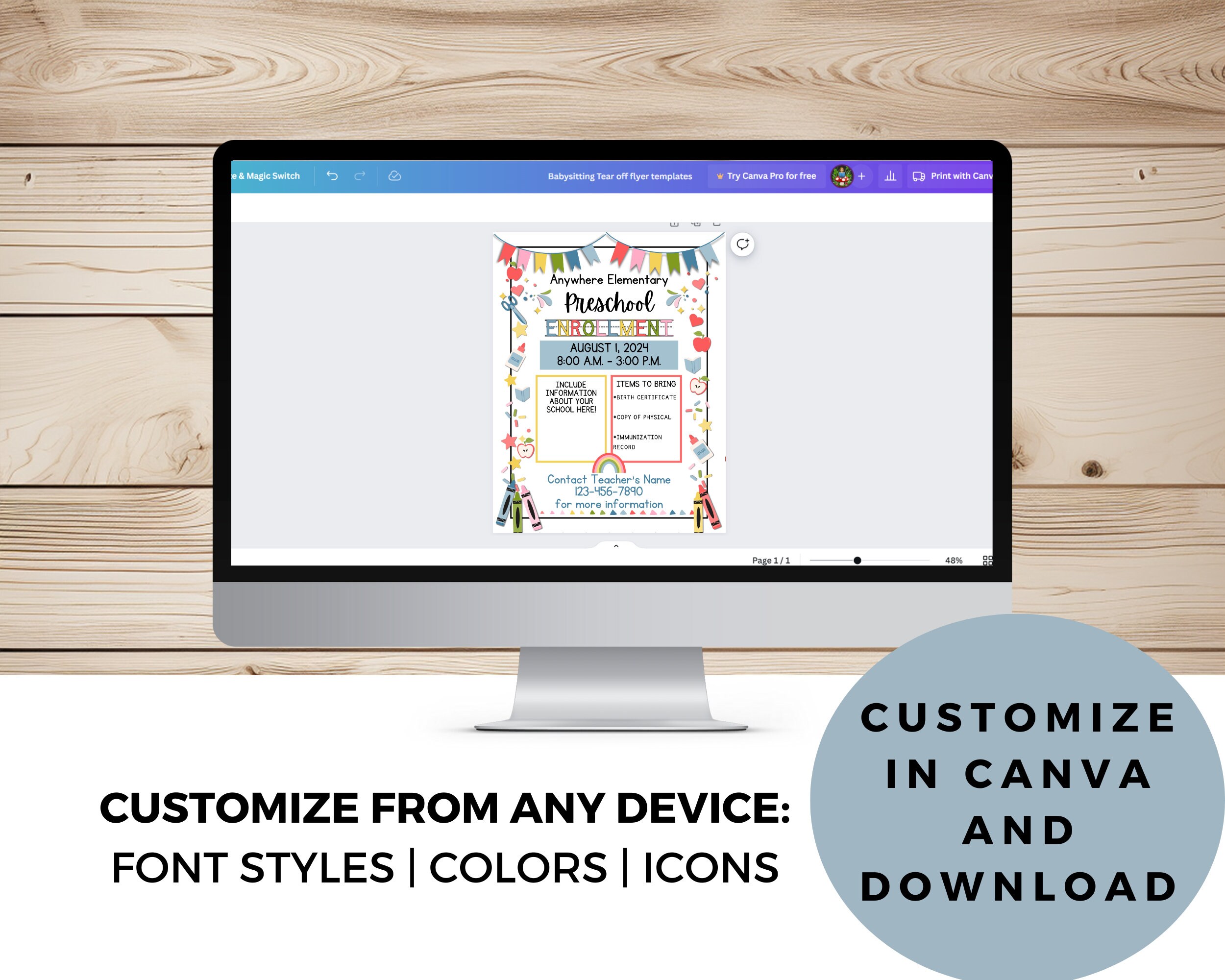 Customizable School Enrollment Flyer | Editable Canva Template ...