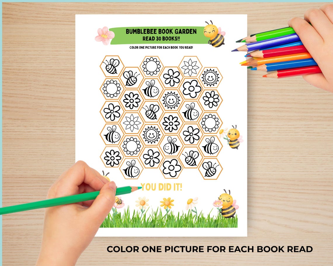 Kids Reading Chart | Bumblebee Book Garden Tracker | Printable Summer ...
