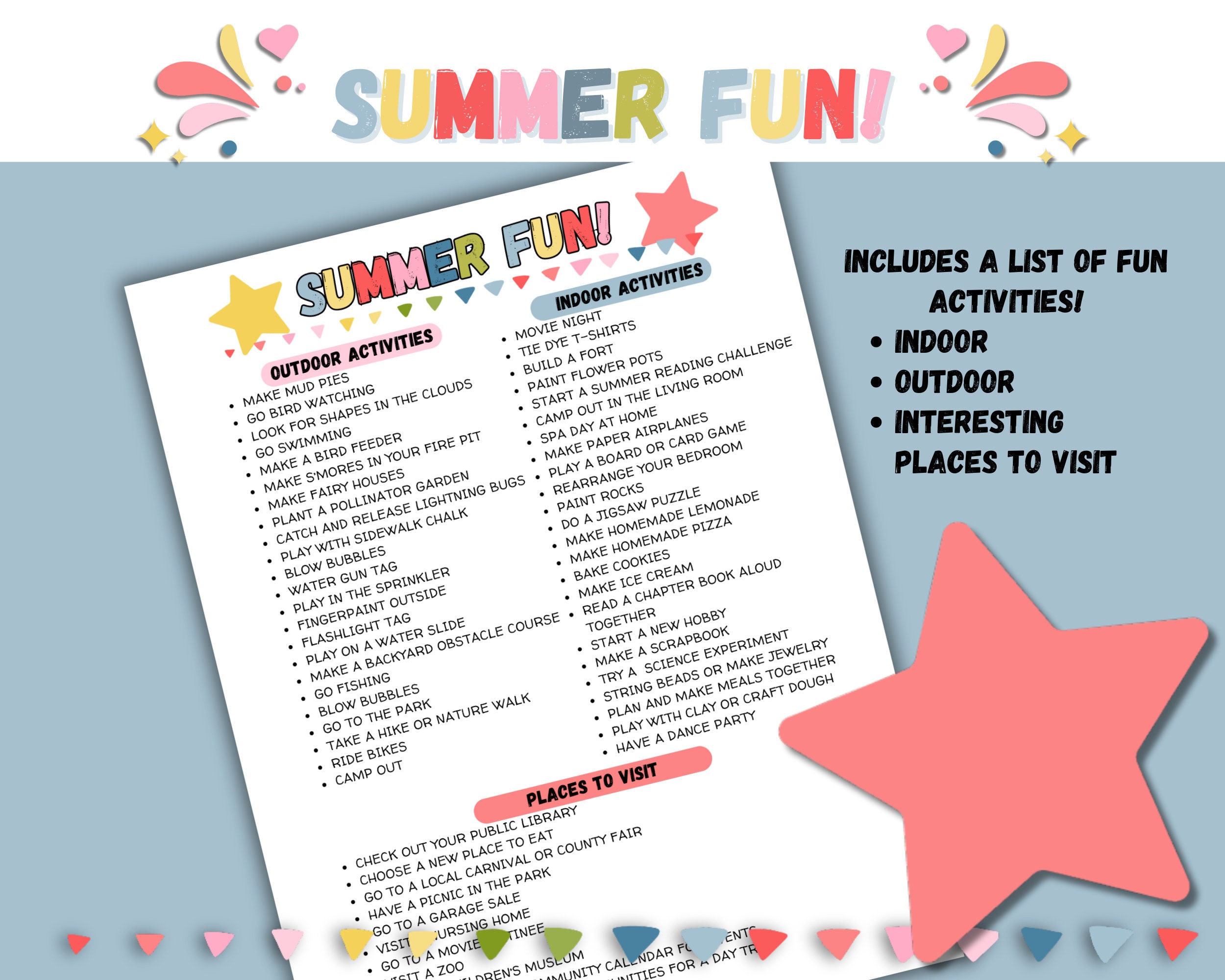 Summer Bucket List Printable | Family Activity Checklist | Summer to Do ...