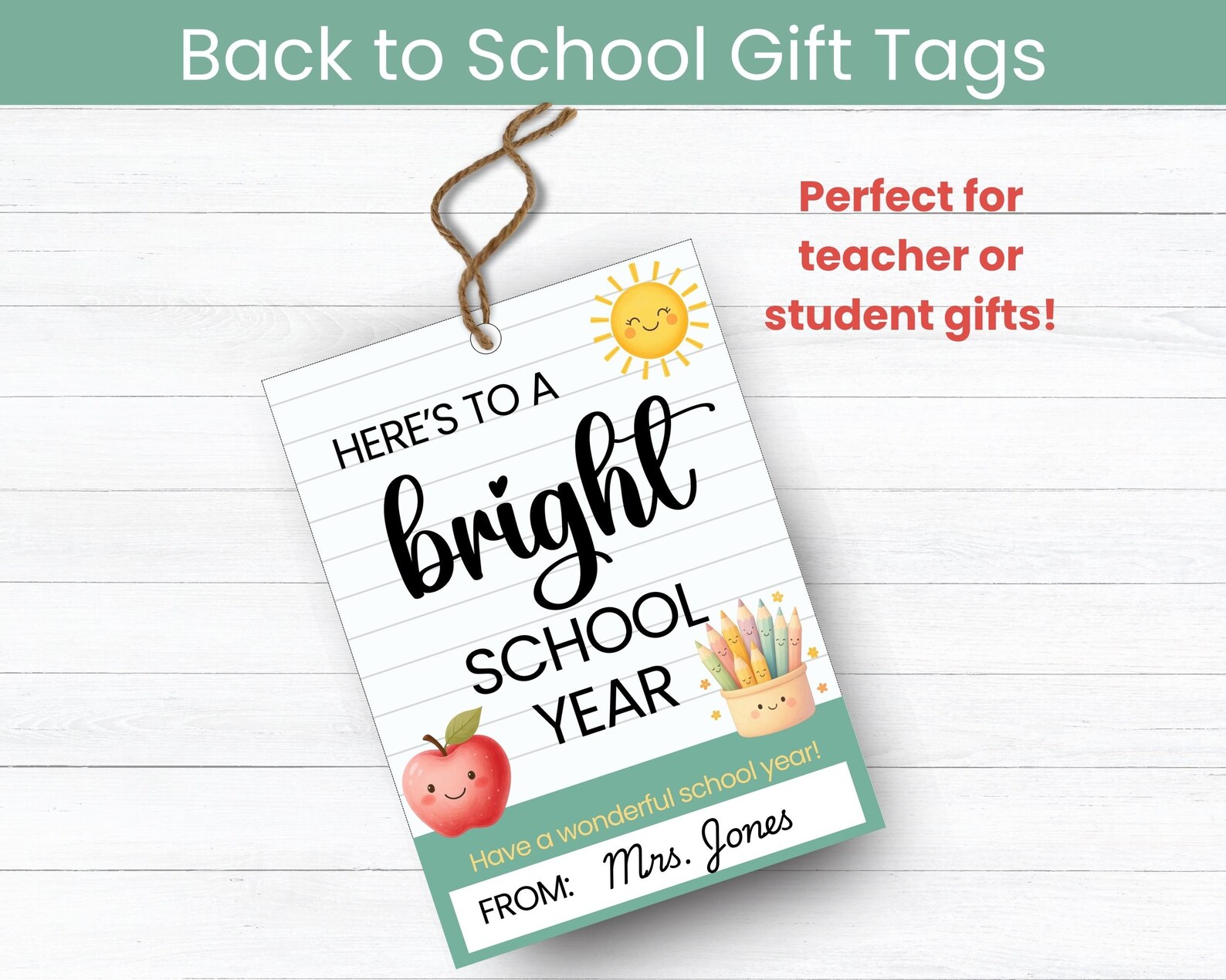 Back to School Printable Gift Tags | Here's to a Bright School Year ...