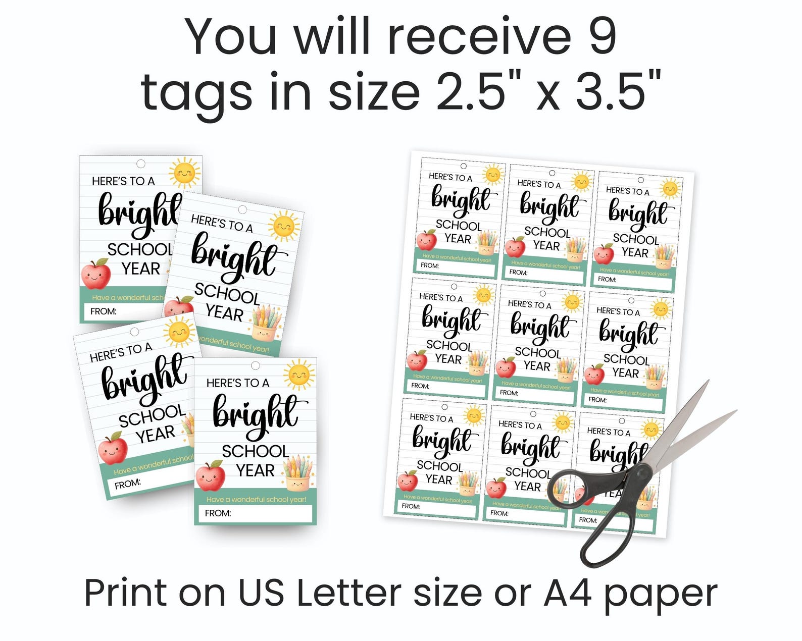 Back to School Printable Gift Tags | Here's to a Bright School Year ...