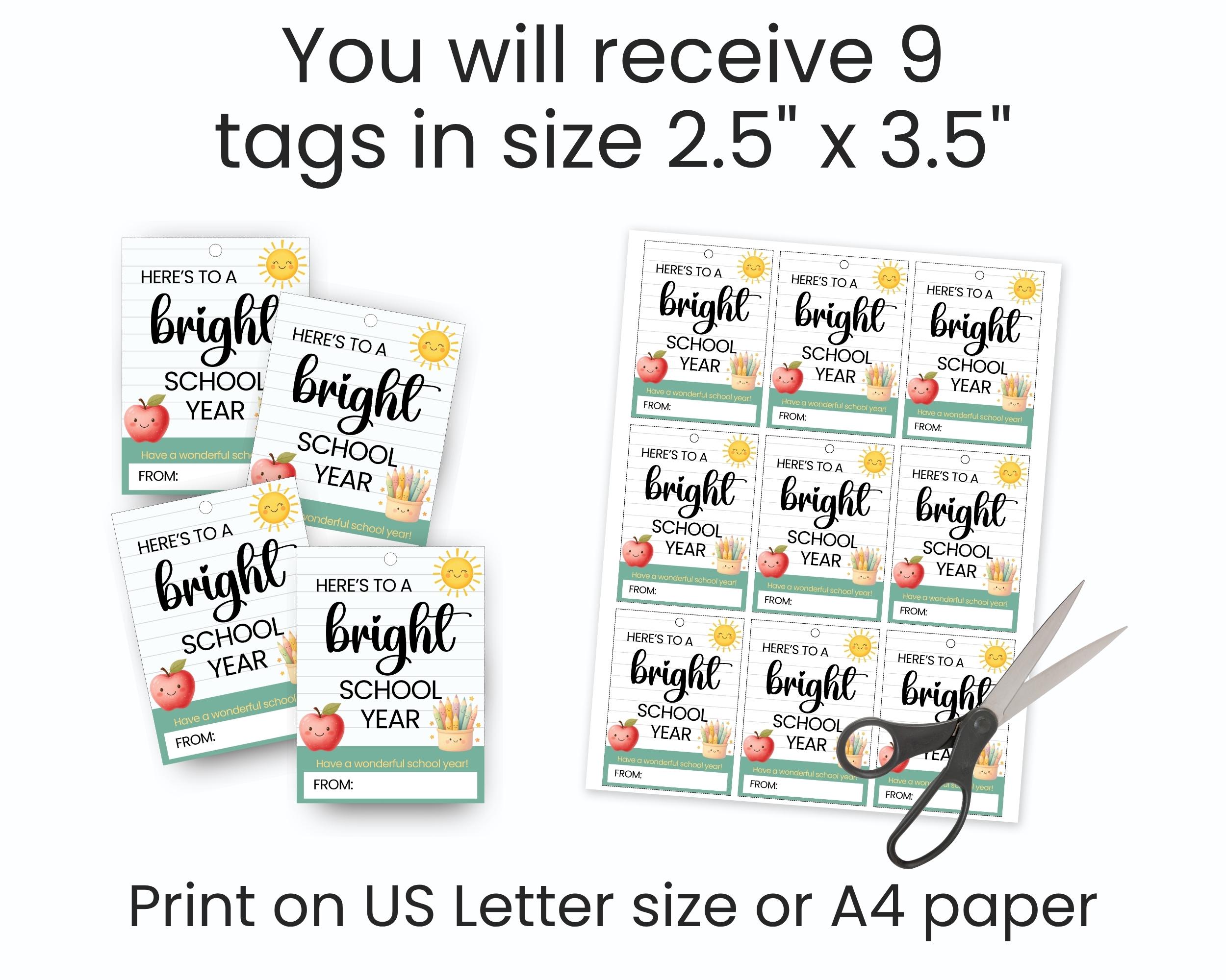 Back to School Printable Gift Tags | Here's to a Bright School Year ...