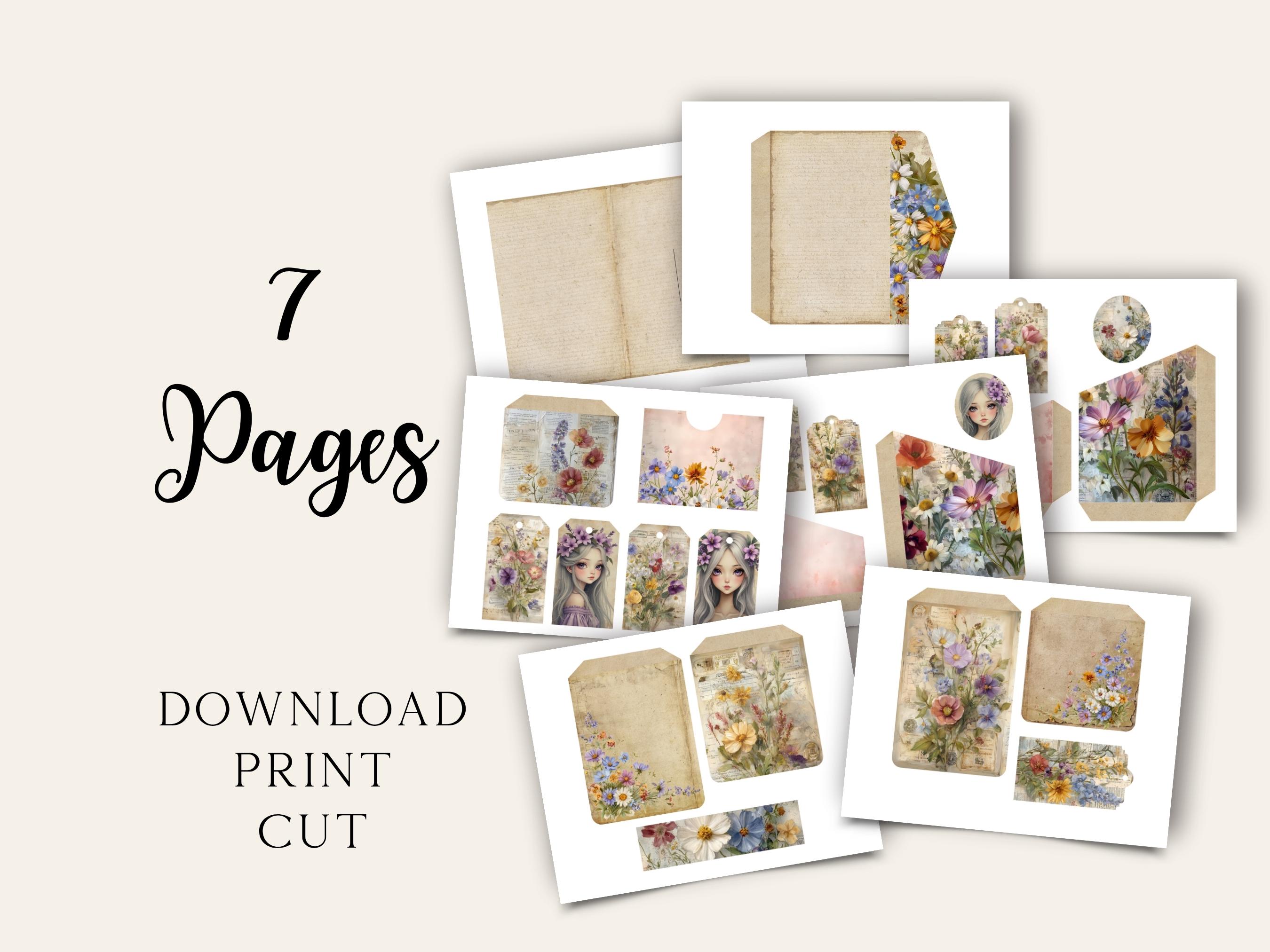 Silver Petals Waterfall Folio | Junk Journal Printable Kit | Tags ...