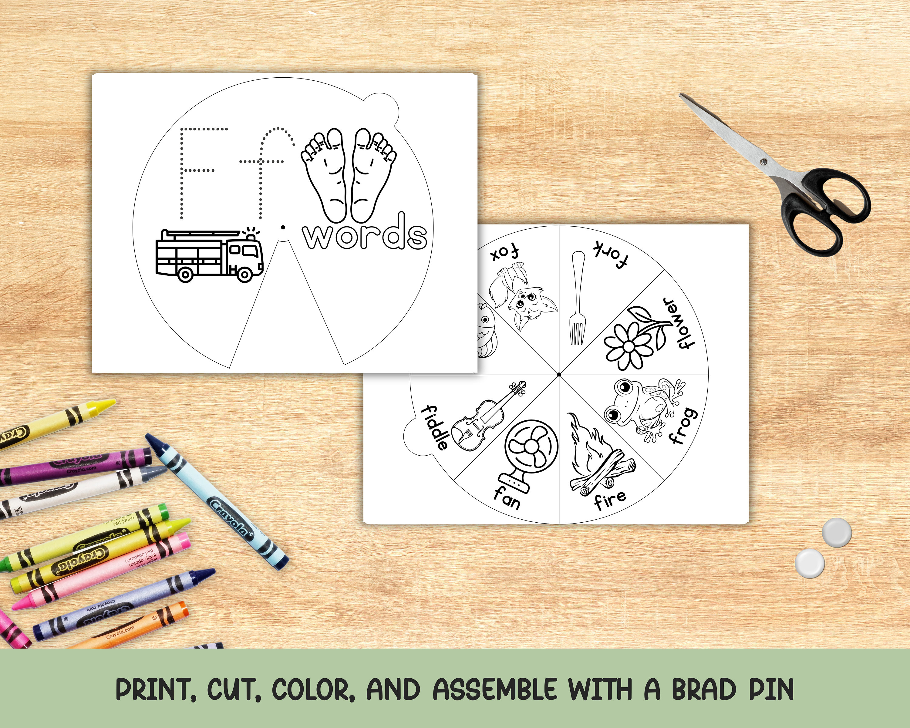 Wheel Spinner Coloring Craft, Alphabet Craft for Preschool Kindergarten ...
