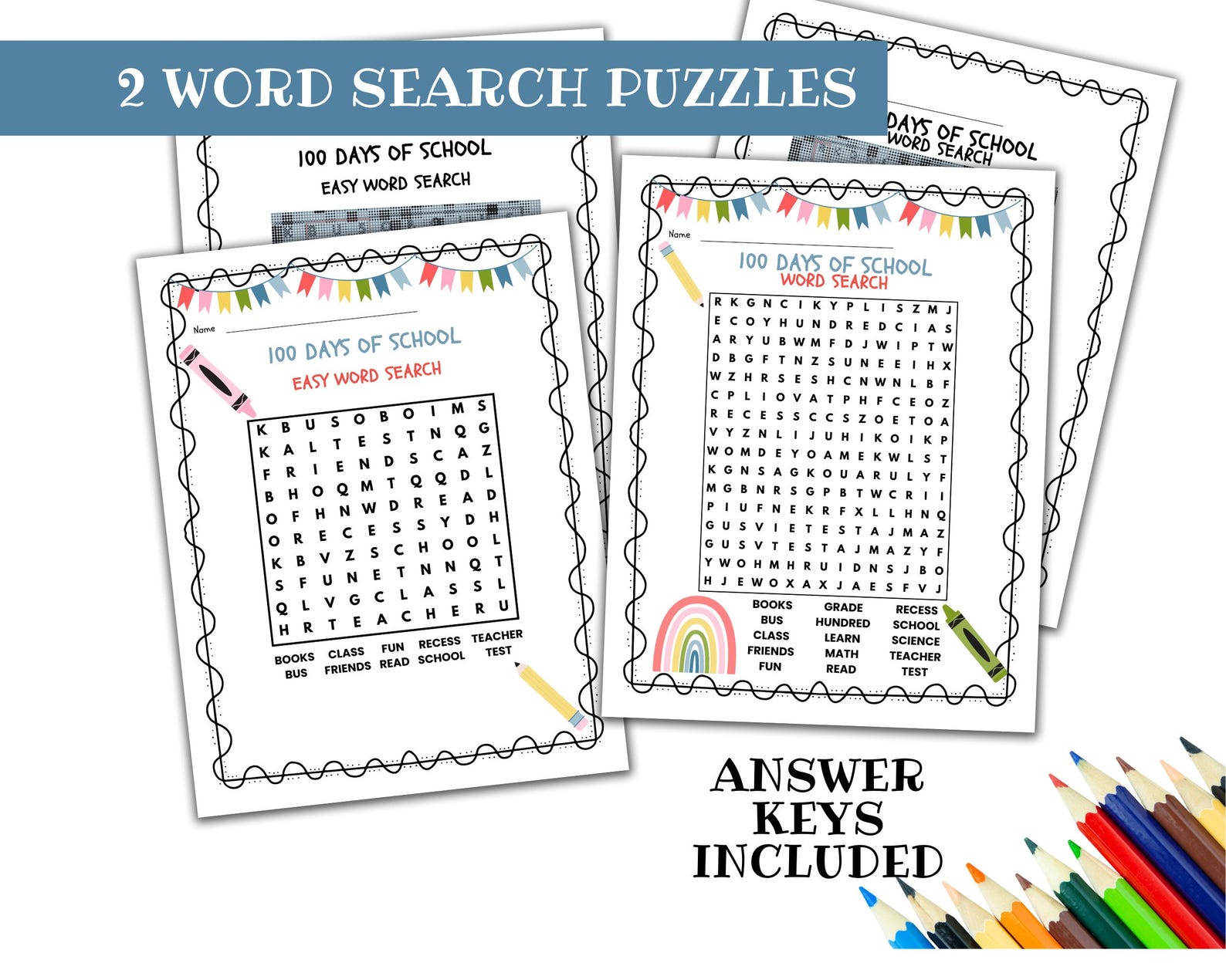 100th Day of School Activities, 100 Day Worksheets, Word Search, 100th ...