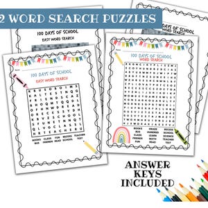 100th Day of School Activities, 100 Day Worksheets, Word Search, 100th ...