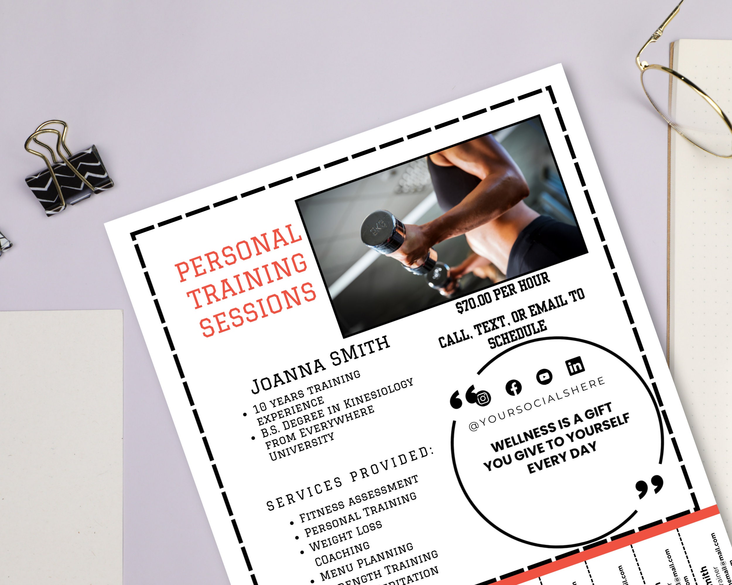 Personal Trainer Flyer, Tear off Flyer for Training Services ...