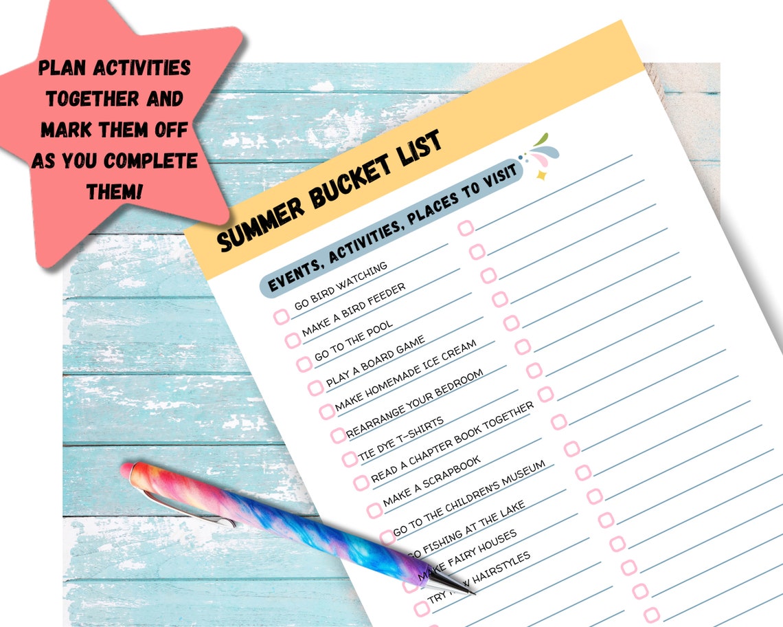 Summer Bucket List Printable | Family Activity Checklist | Summer to Do ...