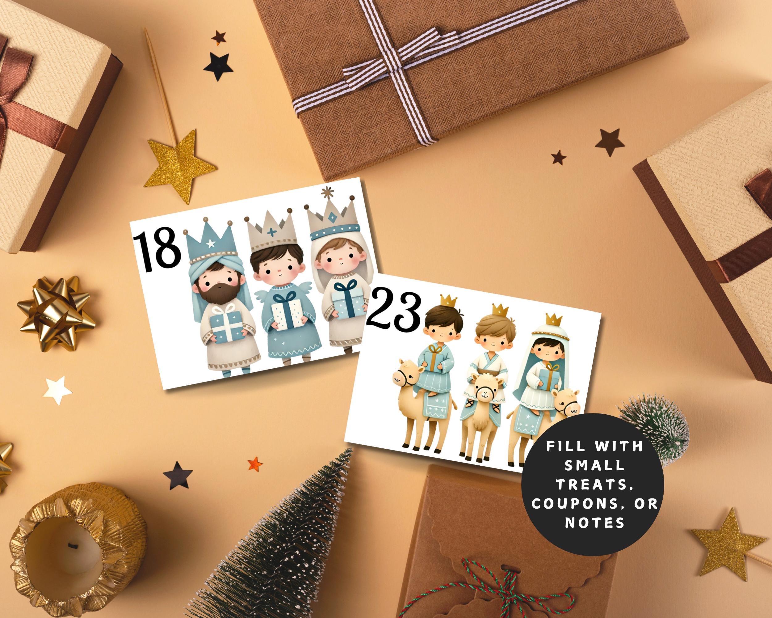 Nativity Scene Advent Calendar Envelopes - 25 Printable Templates for a ...