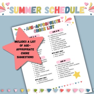 Summer Chore List Printable | Kids Chore Checklist | Fun Summer Rules ...