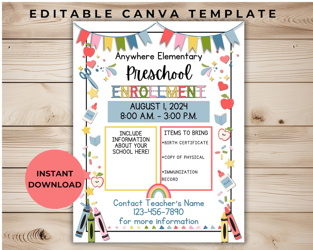 Customizable School Enrollment Flyer | Editable Canva Template ...