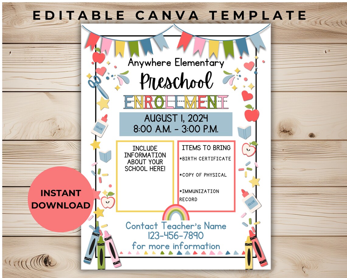 Customizable School Enrollment Flyer | Editable Canva Template ...